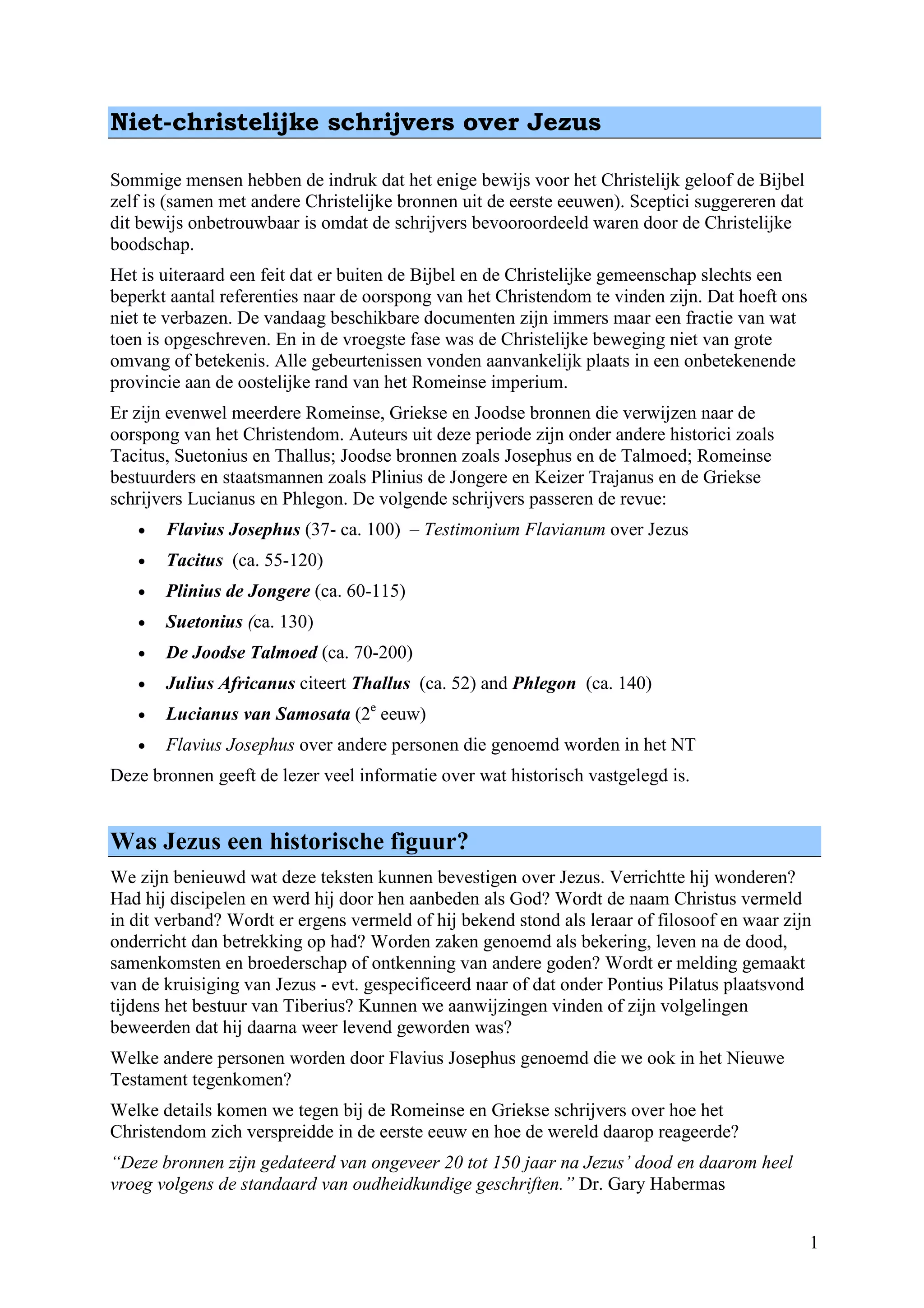 Jezus - een historisch persoon? Info uit niet-christelijke bronnen ...