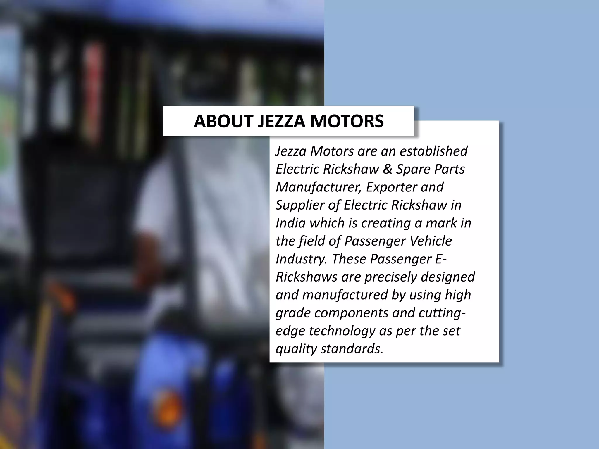 Jezza Motors - One Of India's Top E-Rickshaw Manufacturer | PDF
