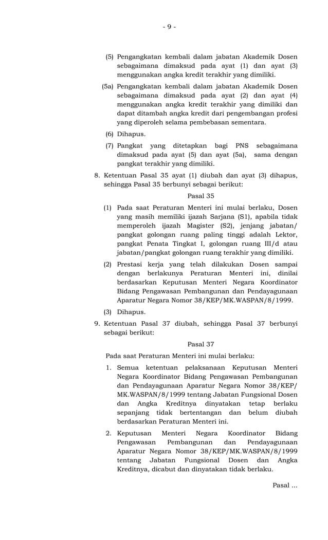 Jf dan angka kredit dosen | PDF