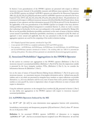 New view of fuzzy aggregations. Part III: extensions of the FPOWA operator in the problem of ...
