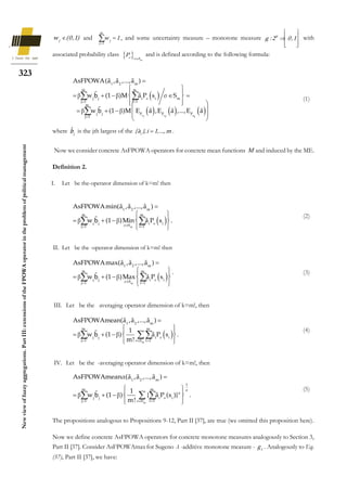 New view of fuzzy aggregations. Part III: extensions of the FPOWA operator in the problem of ...