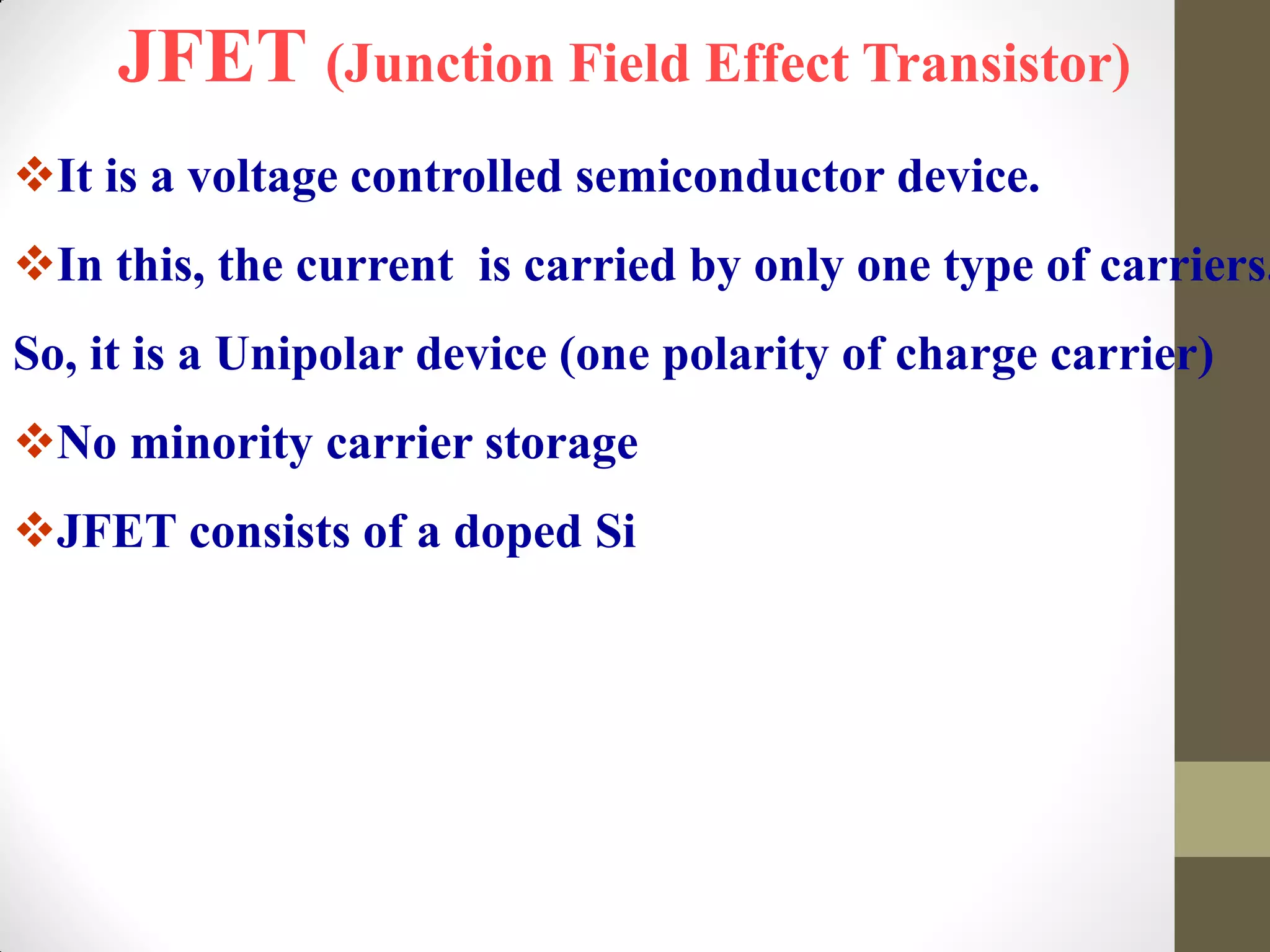 JFET Construction, Working Principle And V-I Characterstics | PDF