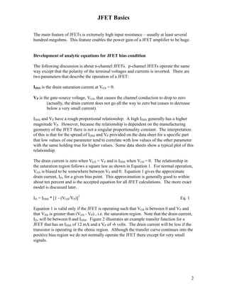 Jfet basics | DOC | Consumer Electronics | Technology & Computing