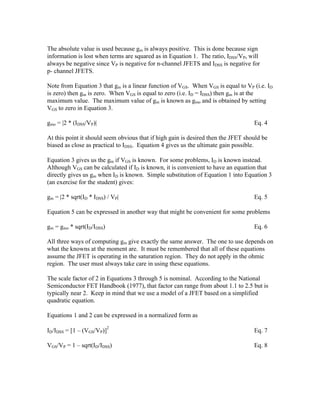 Jfet basics | DOC | Consumer Electronics | Technology & Computing