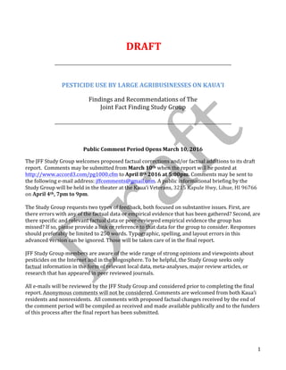 Kauai Pesticides Joint Fact Finding Full Report Draft 3-10-2016 | PDF