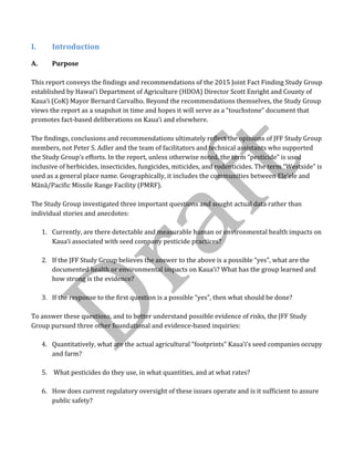 Kauai Pesticides Joint Fact Finding Full Report Draft 3-10-2016 | PDF
