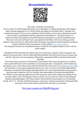 Jfk Assassination Conspiracy Essay | PDF