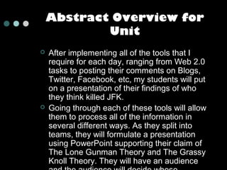Jfk assassination unit plan | PPT