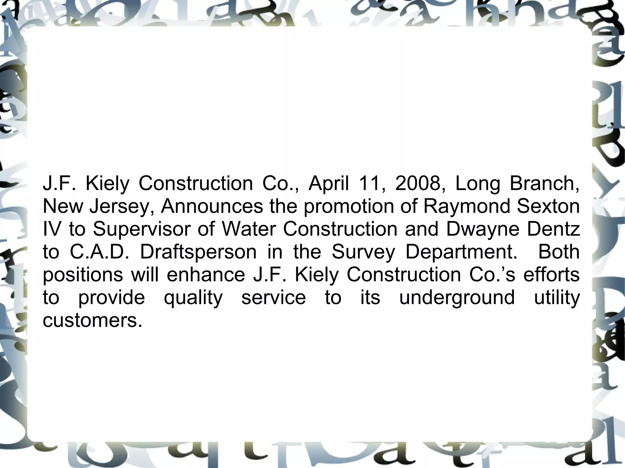 J.F. Kiely Construction Co. | PPT