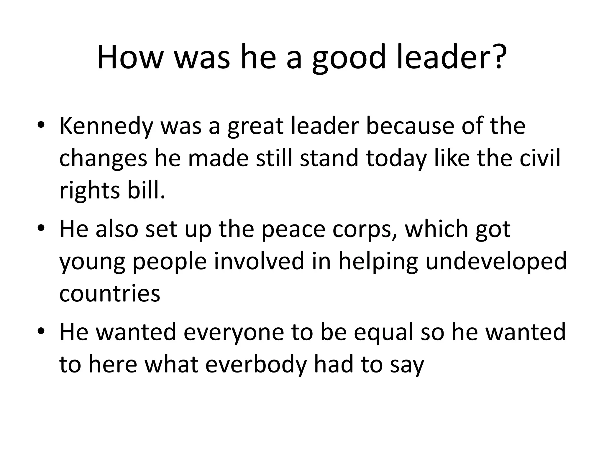 Jfk leadership project | PPTX