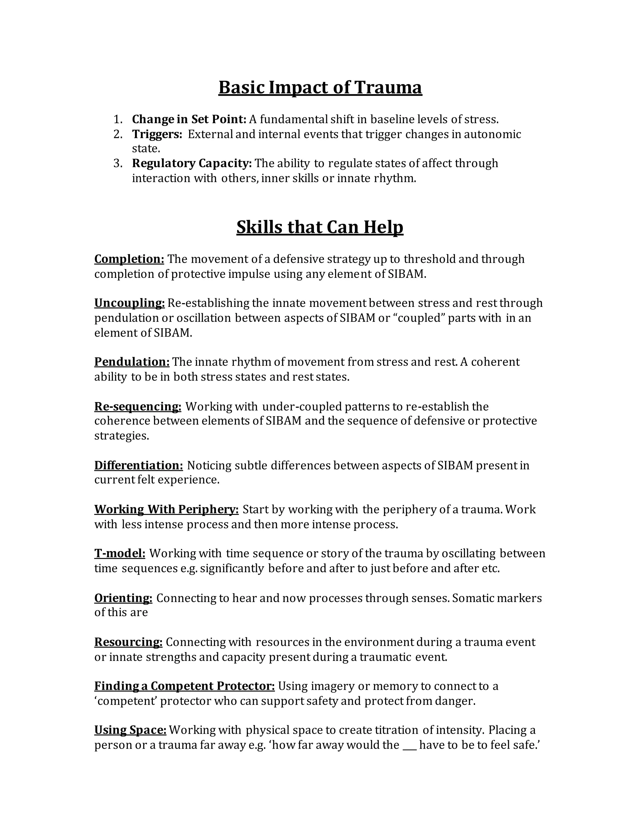 Basic Impacts of Trauma - What Can Help | DOCX