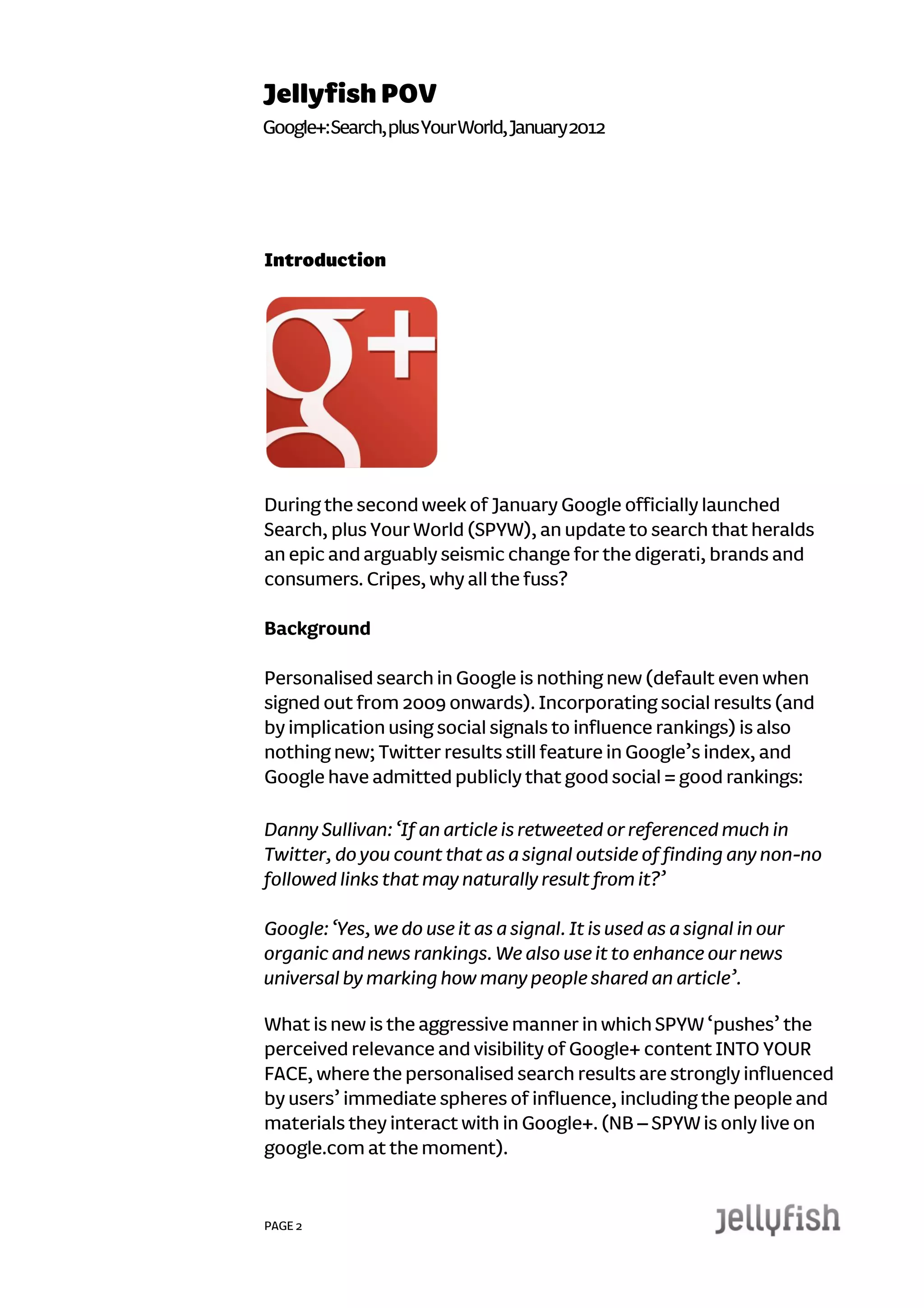 Jellyfish Agency googleplus POV | PDF