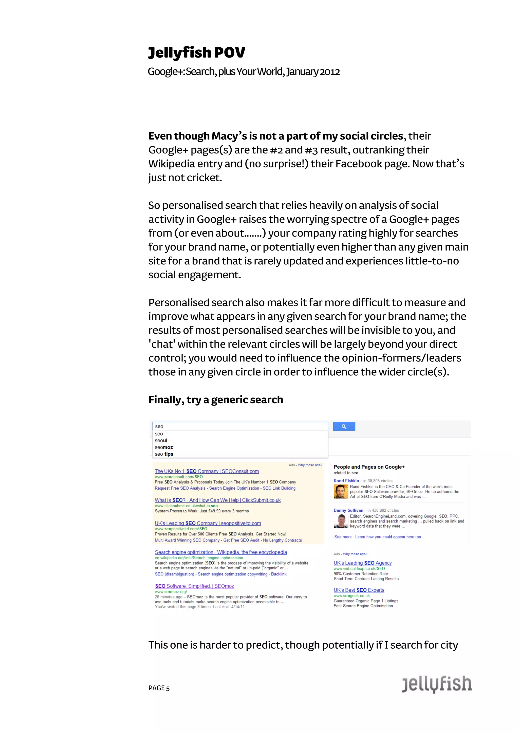 Jellyfish Agency googleplus POV | PDF