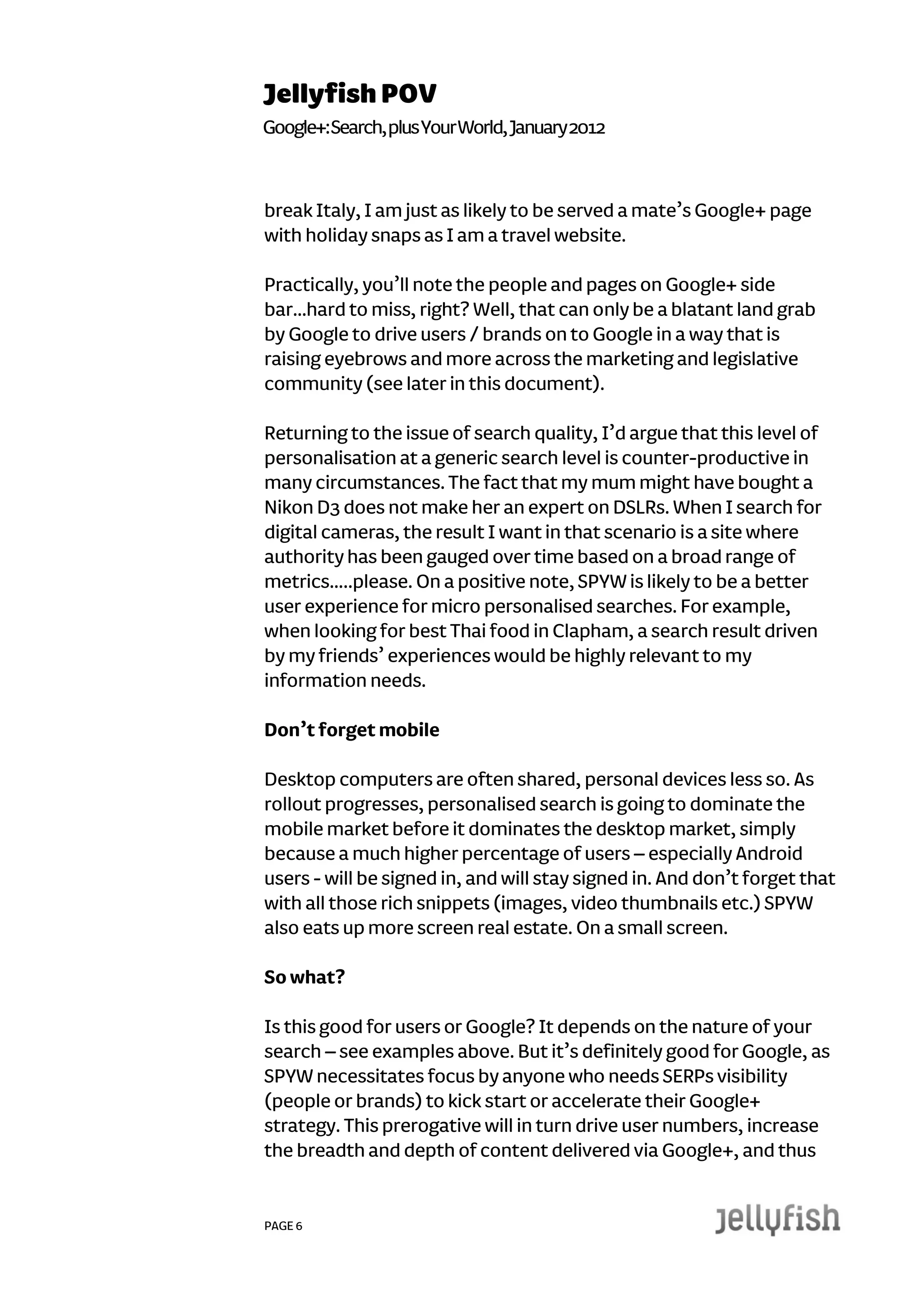 Jellyfish Agency googleplus POV | PDF