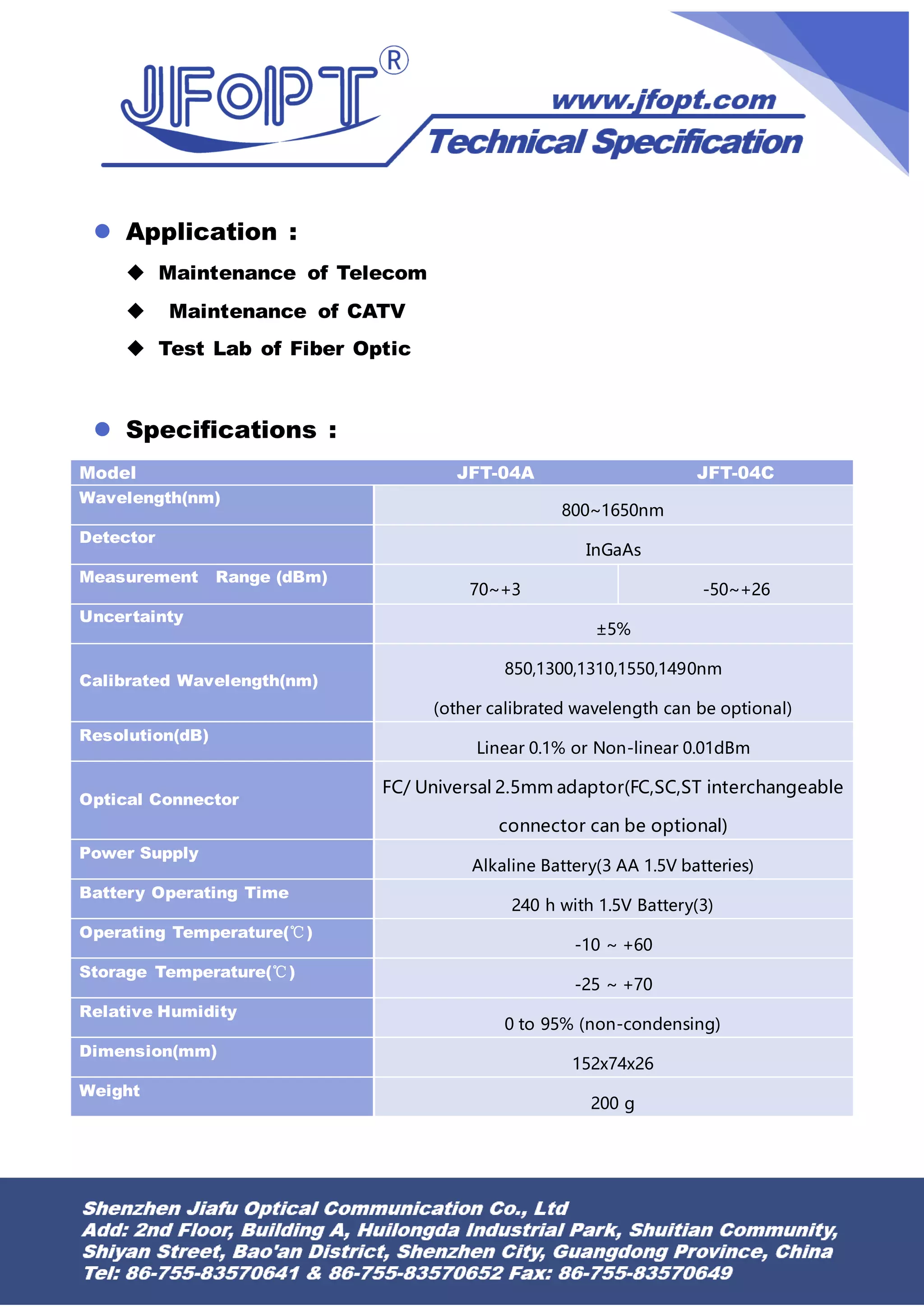 Jft 04-handheld-optical-power-meter-jfopt | PDF | Consumer Electronics | Technology & Computing