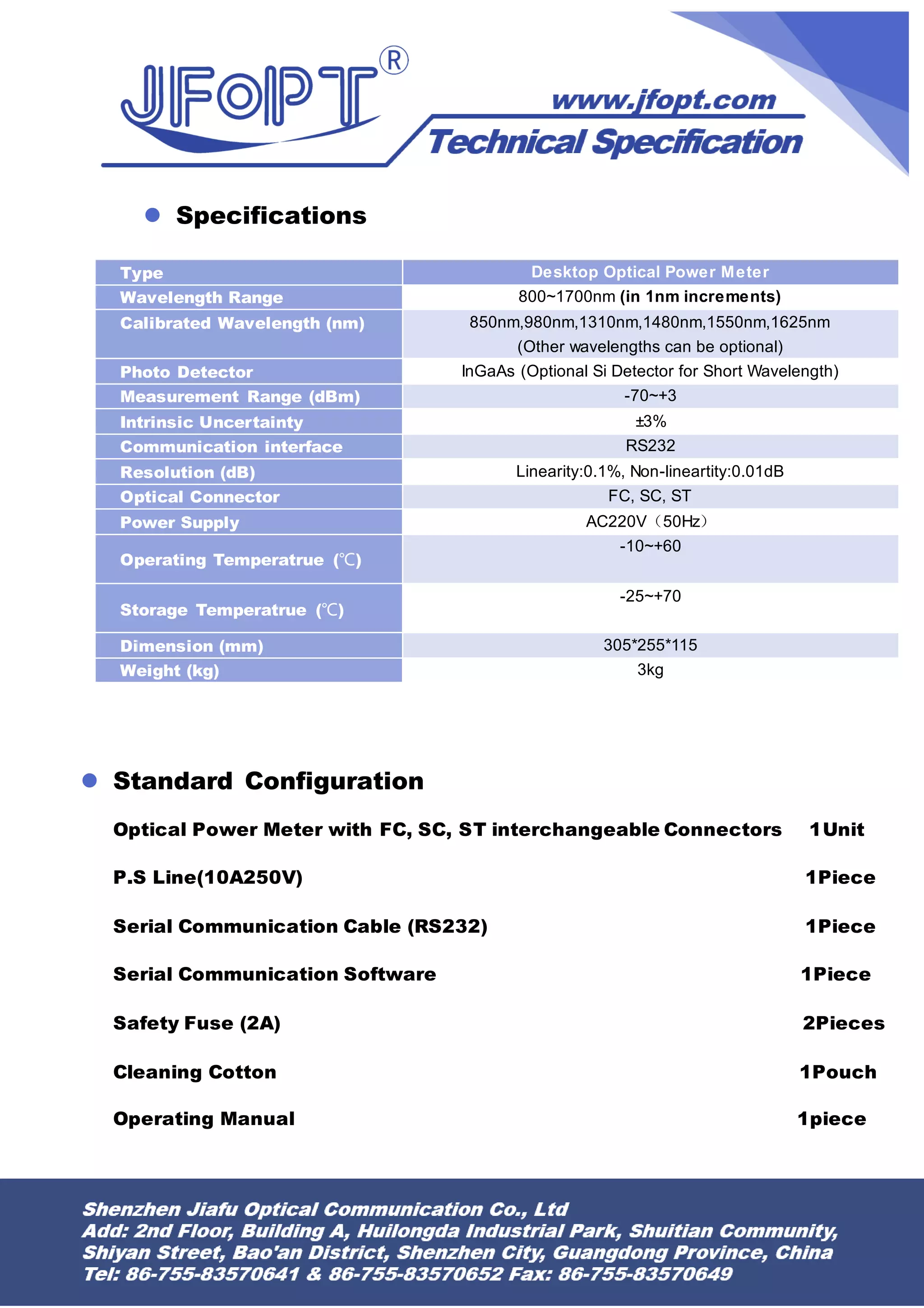 Jft 13-desktop-optical-power-meter-jfopt | PDF