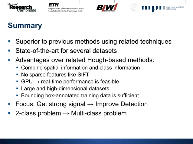 cvpr2009: class specific hough forest for object detection | PPT