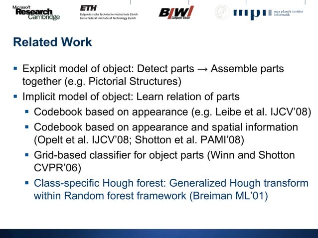cvpr2009: class specific hough forest for object detection | PPT