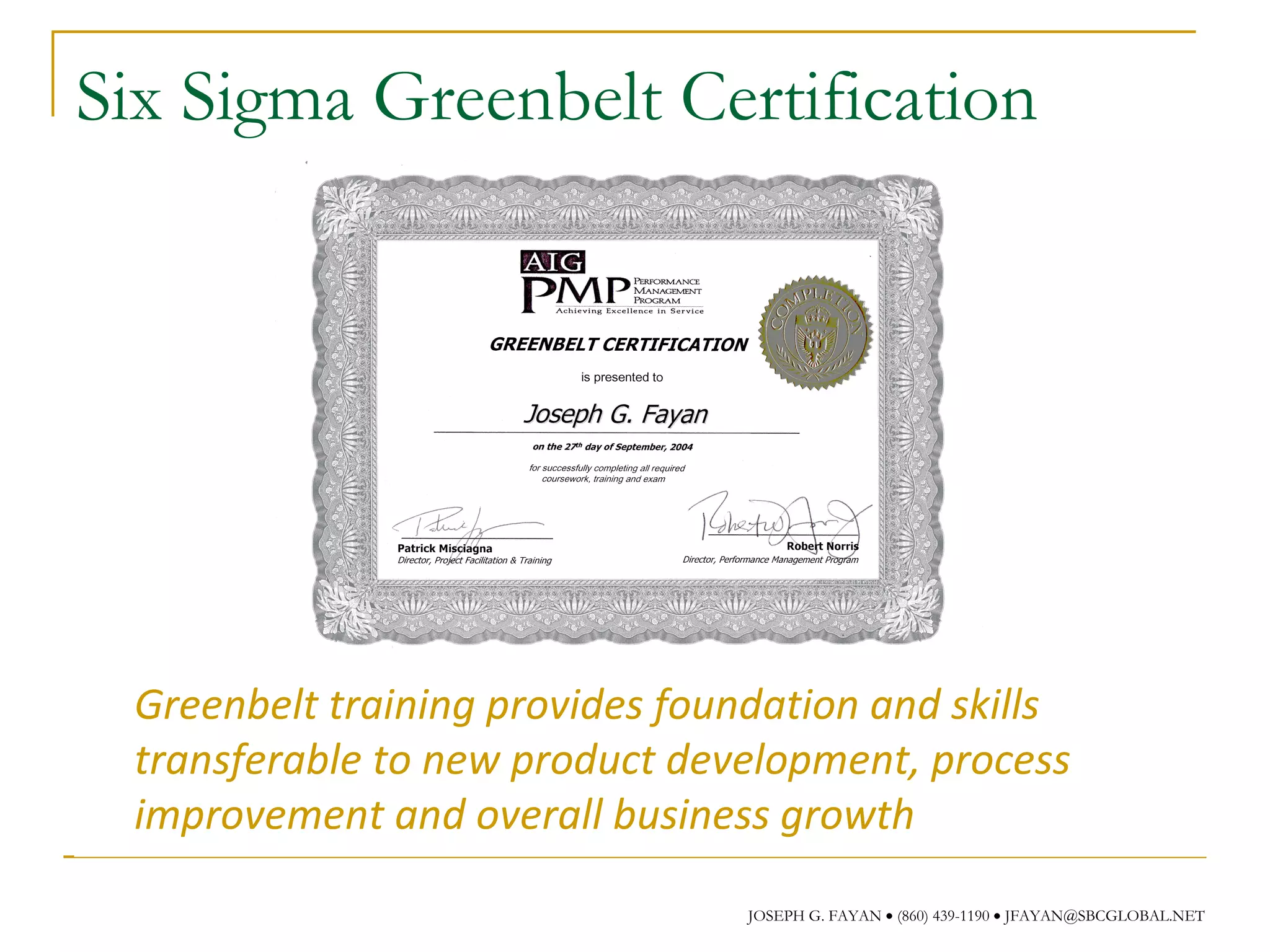 Joseph G. Fayan’s Portfolio | PPT