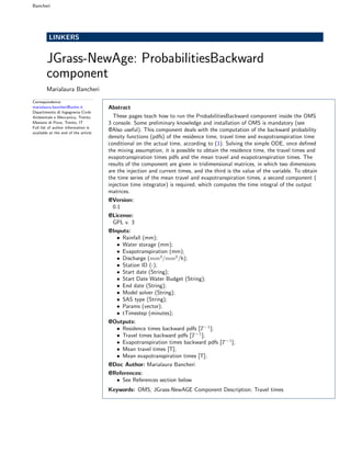 GEOframe-NewAge: documentation for probabilitiesbackward component | PDF