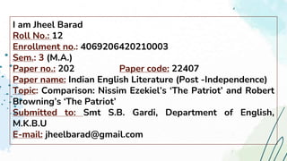 Comparison: Nissim Ezekiel’s ‘The Patriot’ and Robert Browning’s ‘The ...