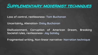 Modernism in F. Scott Fitzgerald's The Great Gatsby | PPTX