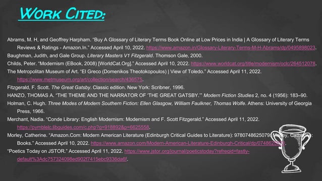 Modernism in F. Scott Fitzgerald's The Great Gatsby | PPTX