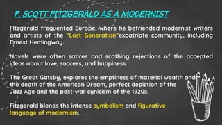 Modernism in F. Scott Fitzgerald's The Great Gatsby | PPTX
