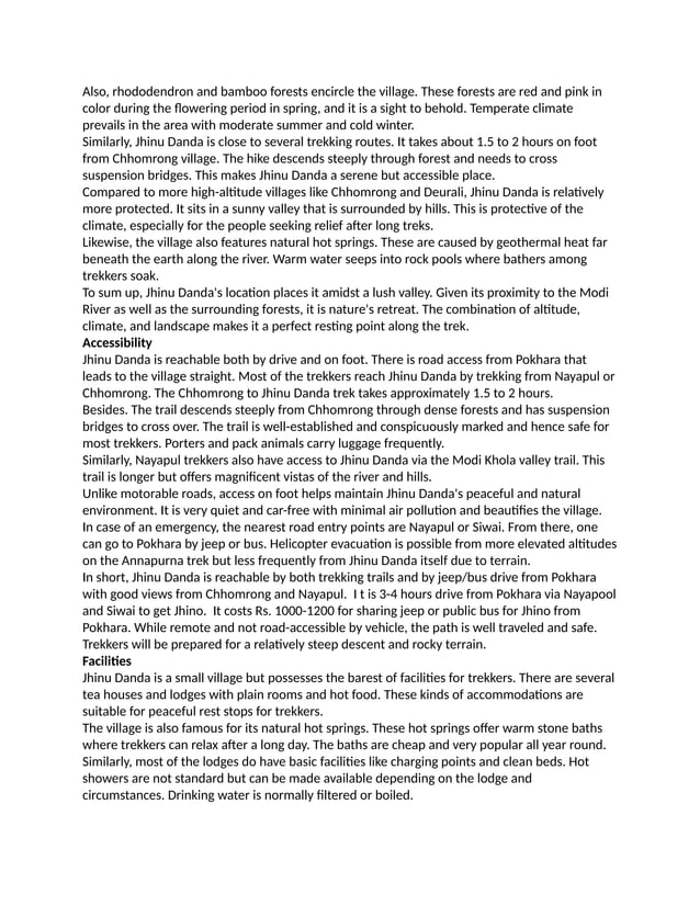 Jhino Danda: Popular for Natural Hot Springs | DOCX