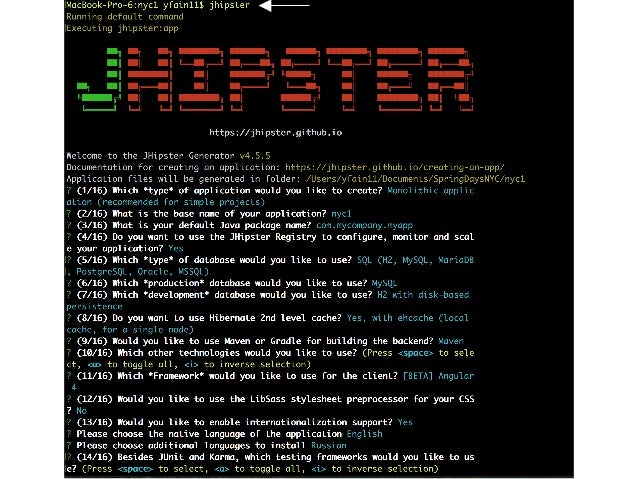 Using Jhipster For Generating Angular Spring Boot Apps