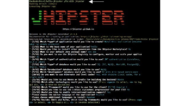 Using Jhipster 4 For Generating Angular Spring Boot Apps