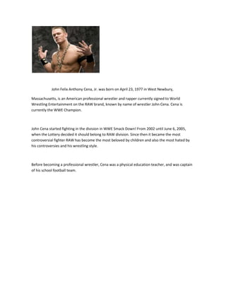 Jhon cena | DOCX | Wrestling | Sports