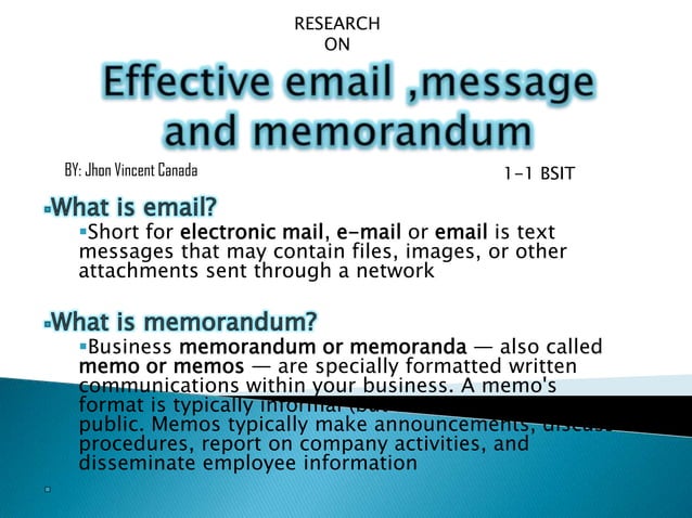 effective email,memorandum and messages | PPT