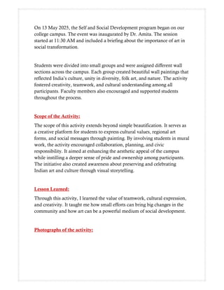 Self and social development course report | PDF