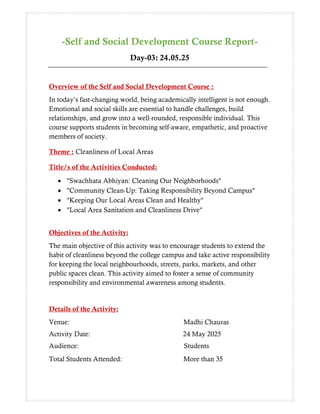 Self and social development course report | PDF