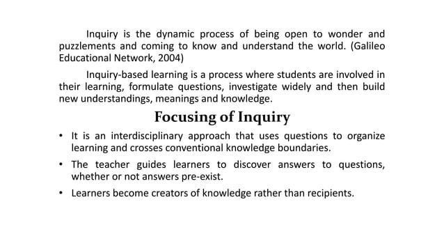 Inquiry Based Learning powerpoint presention for TTL2 subject | PPTX ...