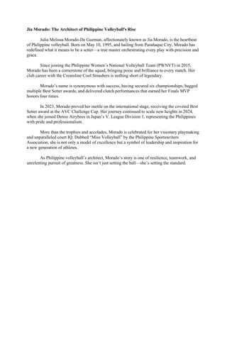 Jia Morado achievements in Philippine sports n | DOCX