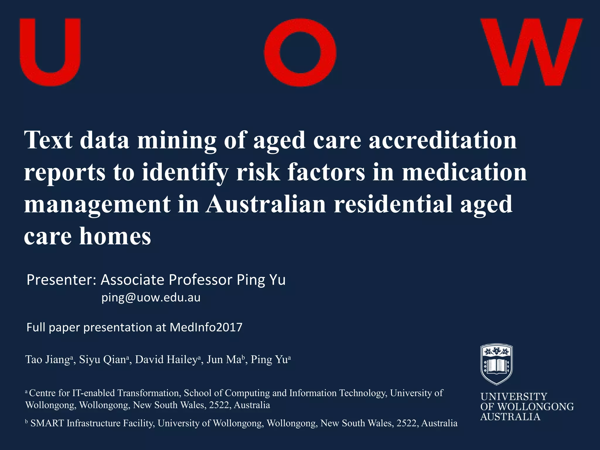 Text data mining of aged care accreditation reports to identify risk ...