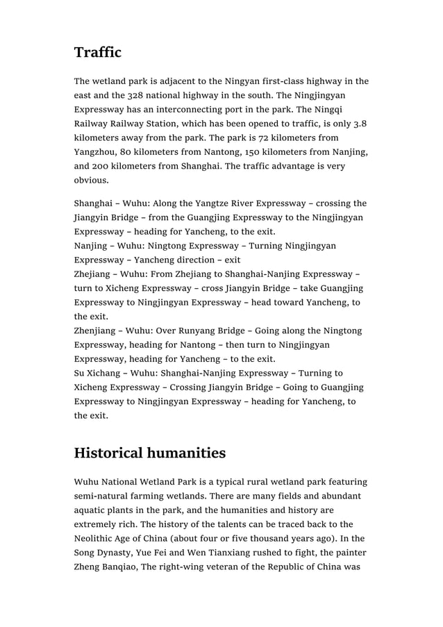 Jiangsu jiangyan lake national wetland park | PDF