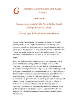 Jiangxi lushan world geopark | PDF