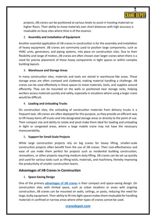 JIB Cranes in Construction: Applications and Advantages | PDF