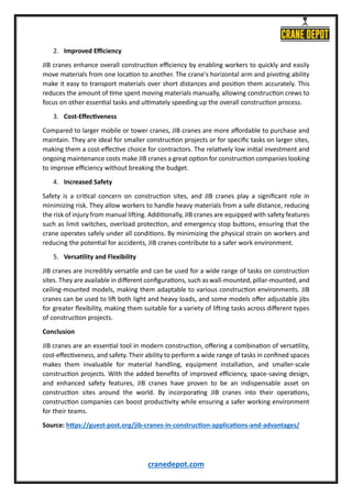 JIB Cranes in Construction: Applications and Advantages | PDF