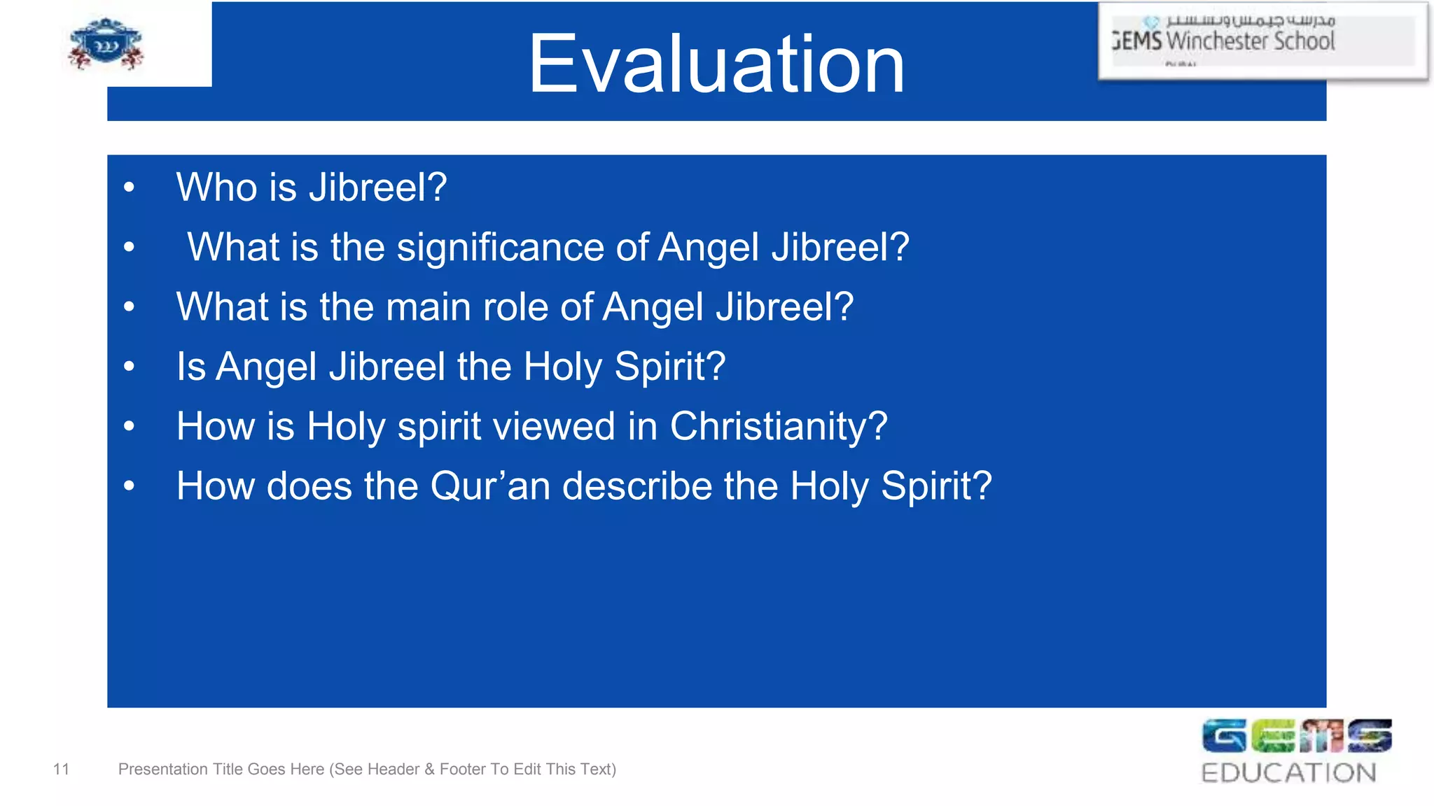 Jibreel the holy spirit yr 8 by muhammad javed iqbal | PPT