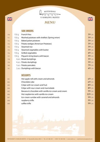 Menu - BridgeRestaurant.cz