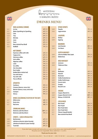 Menu - BridgeRestaurant.cz