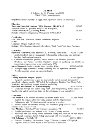 Jie zhao resume | DOCX