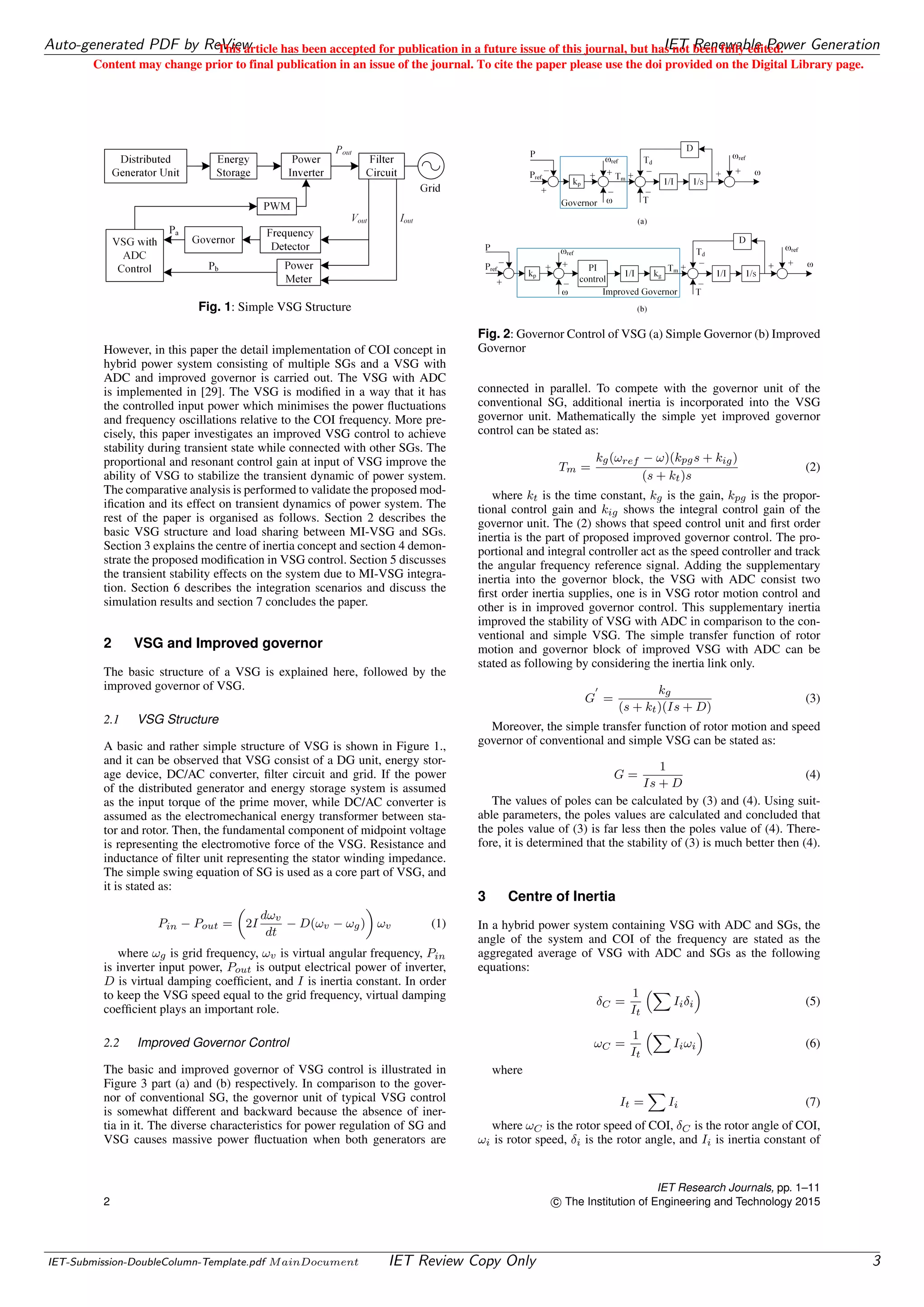 Improved Virtual Synchronous Generator Control to Analyse and Enhance the Transient Stability of ...