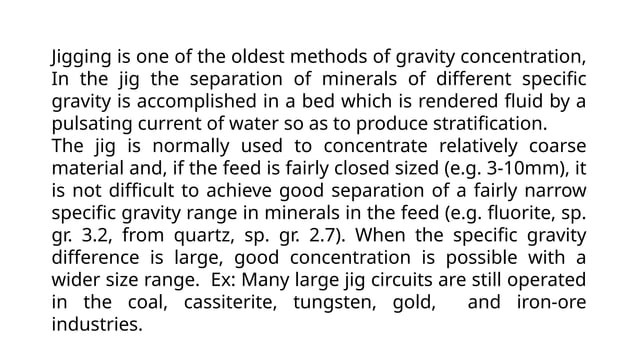 jigging, Mineral Processing, iron and steel making.pptx | Geology | Science