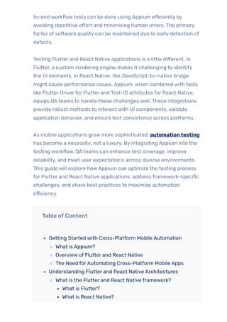 Appium in Action: Automating Flutter & React Native Apps | PDF