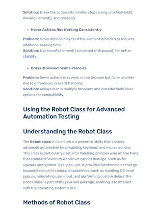 Advanced Selenium Automation with Actions & Robot Class | PDF